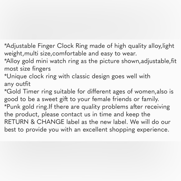 Other | Vintage Watch Style Ring Gold Watch Finger Ring Creative Clock ...